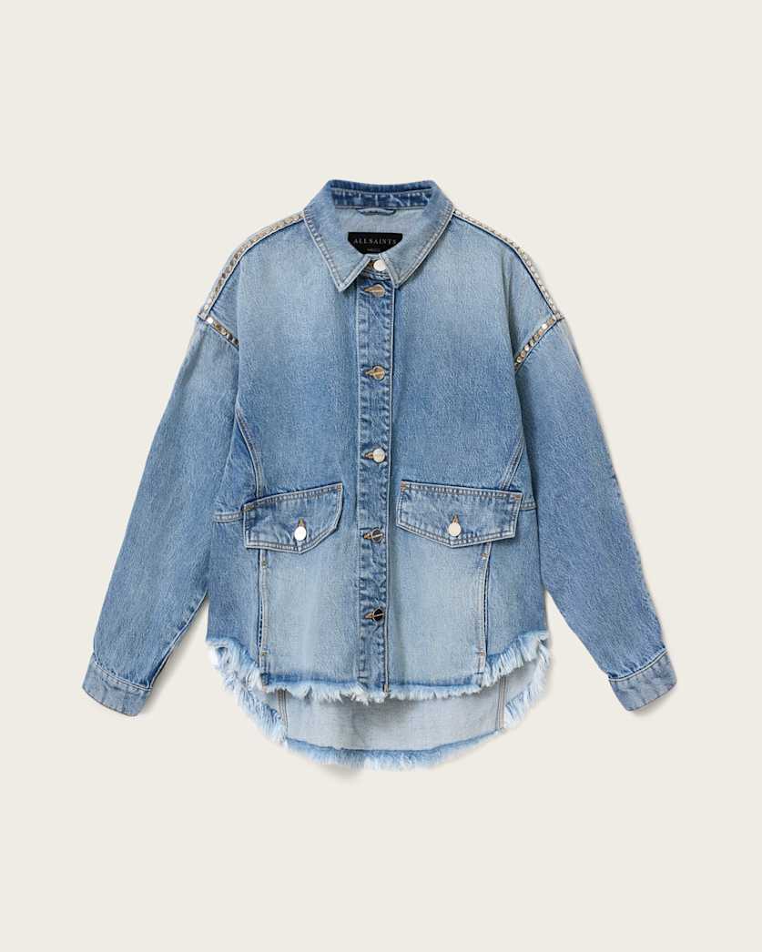 Hettie Oversized Stud Shacket Vintage Indigo | ALLSAINTS